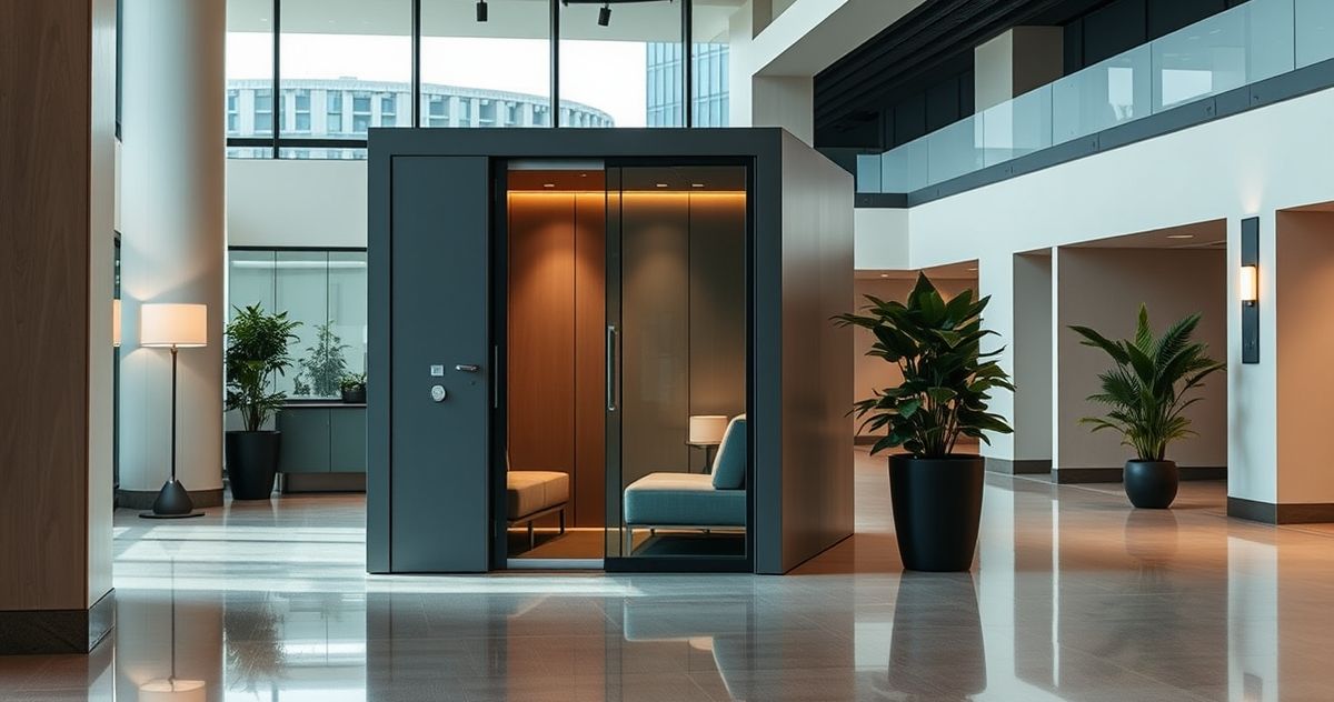 Acoustic Privacy Booths Lobby - DyeLot Interiors