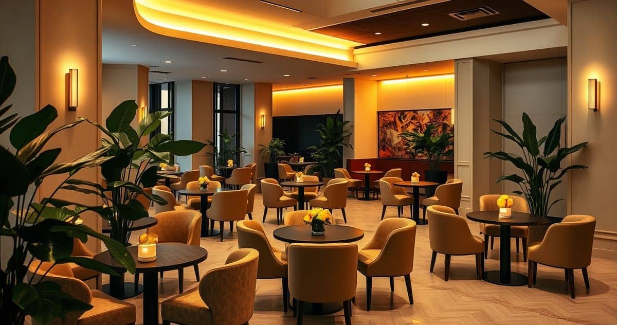 Cafe Table Style Lobby - DyeLot Interiors