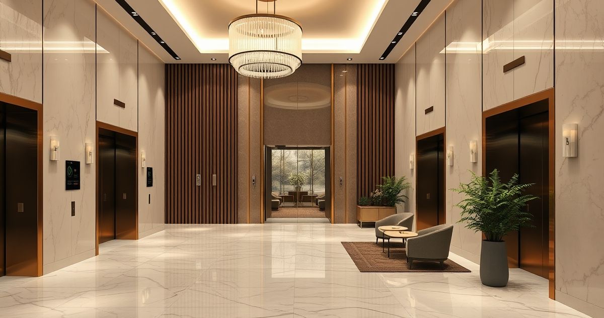 Elevator Lobby Design - DyeLot Interiors