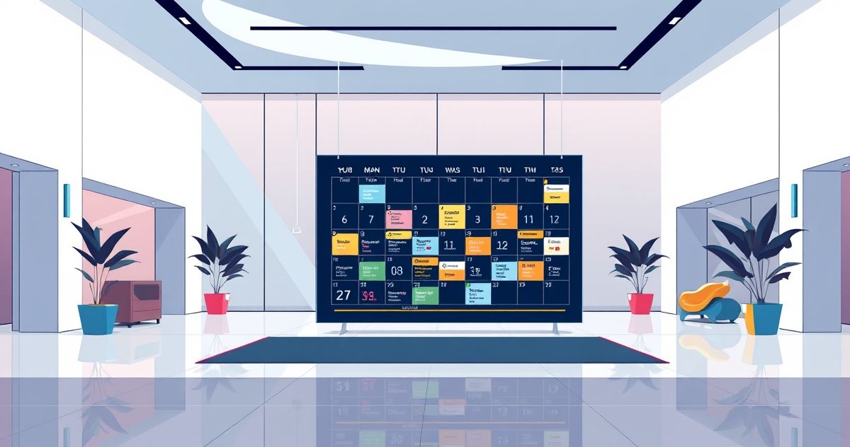 Branded Lobby Event Calendar - DyeLot Interiors