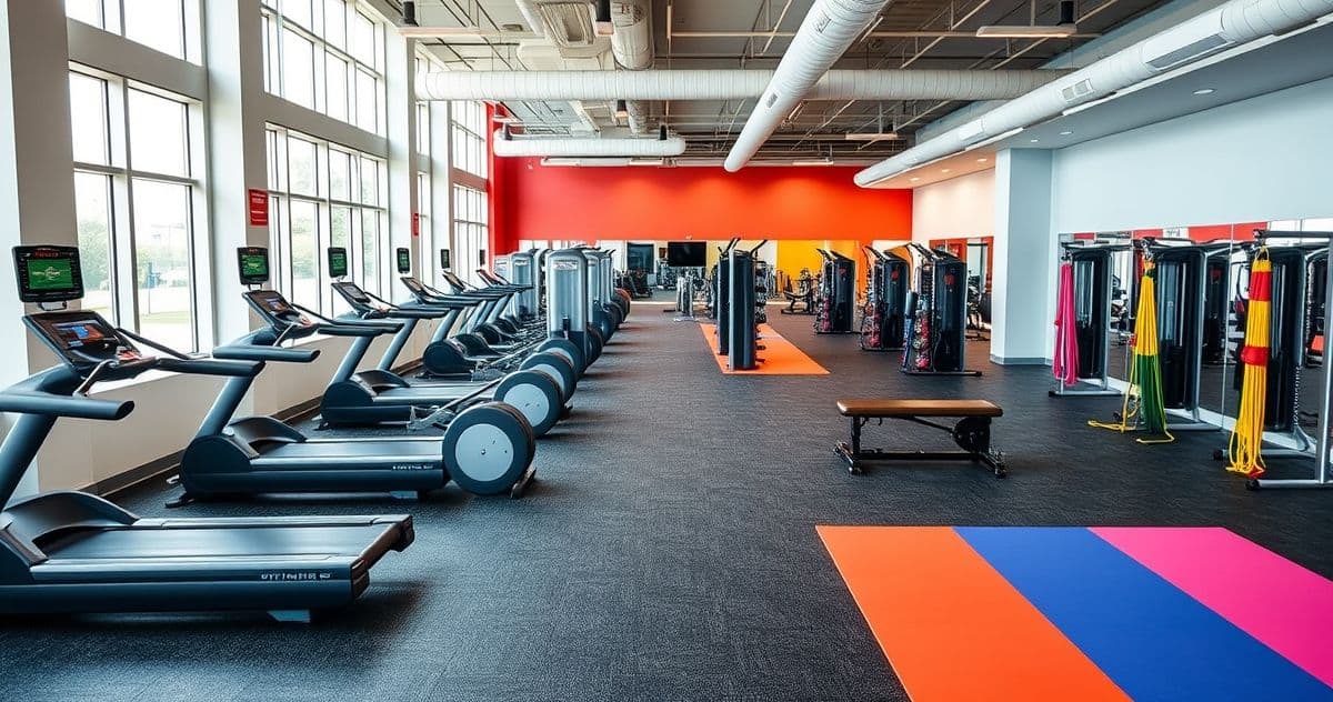 Fitness Center Layout with Equipment Zones - DyeLot Interiors