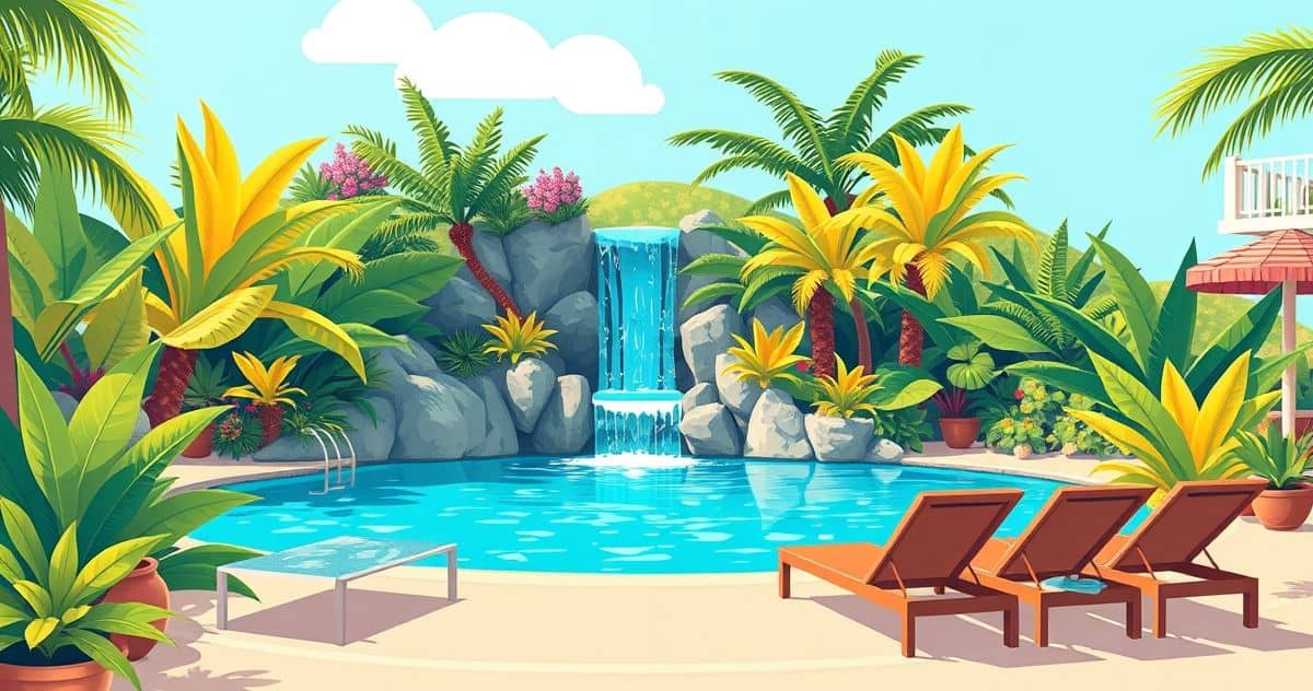 Themed Pool Area Design Elements - DyeLot Interiors